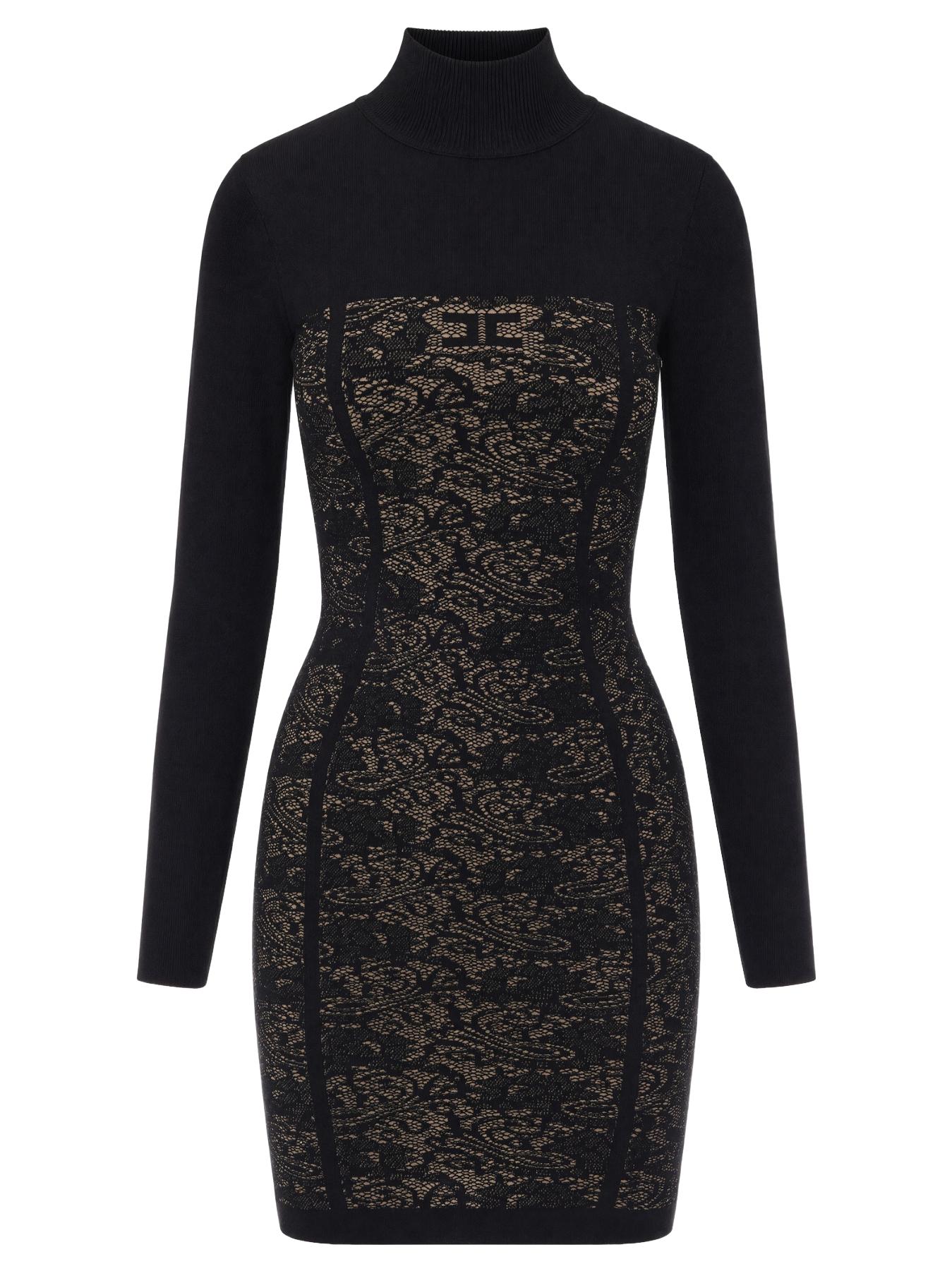 ELISABETTA FRANCHI Elisabetta Franchi High Neck Lace-Like Patterned Dress
